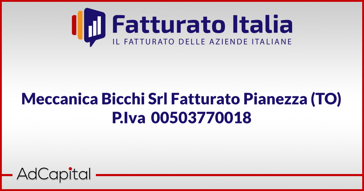 Meccanica Bicchi Srl Fatturato Pianezza (TO) P.Iva 00503770018